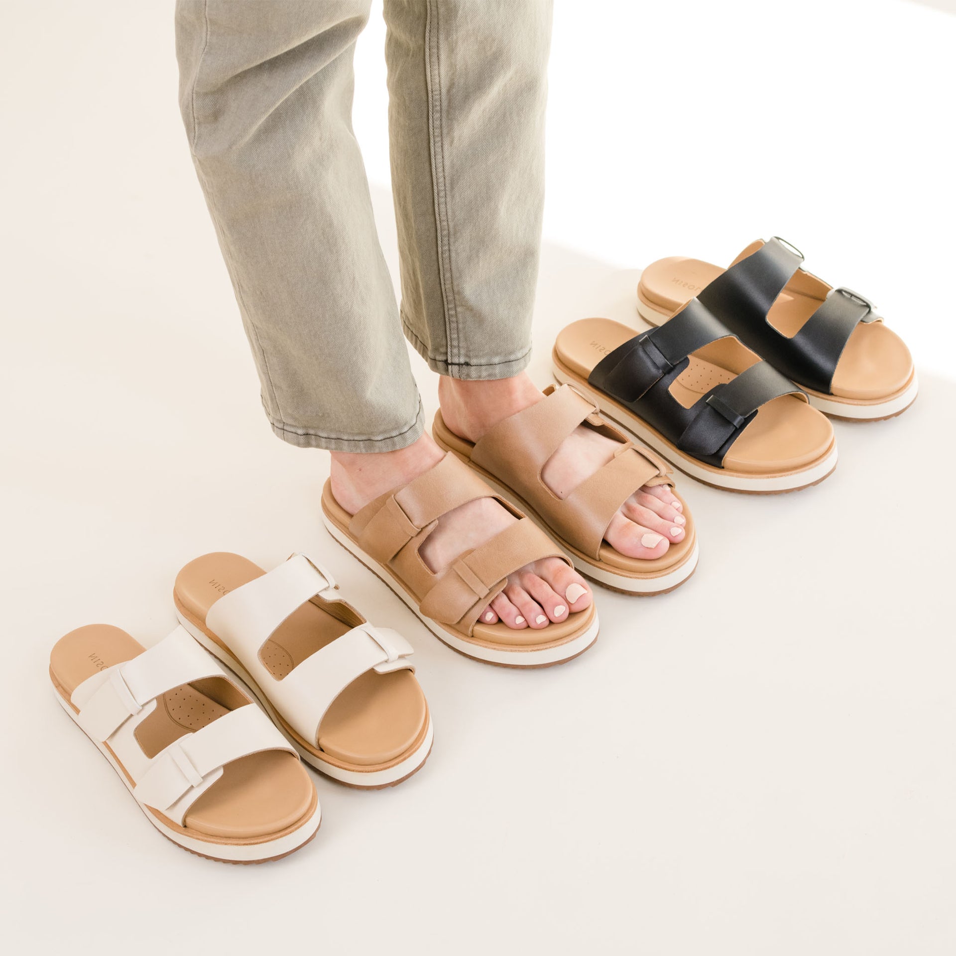 Ella Flatform Slide Almond — Nisolo