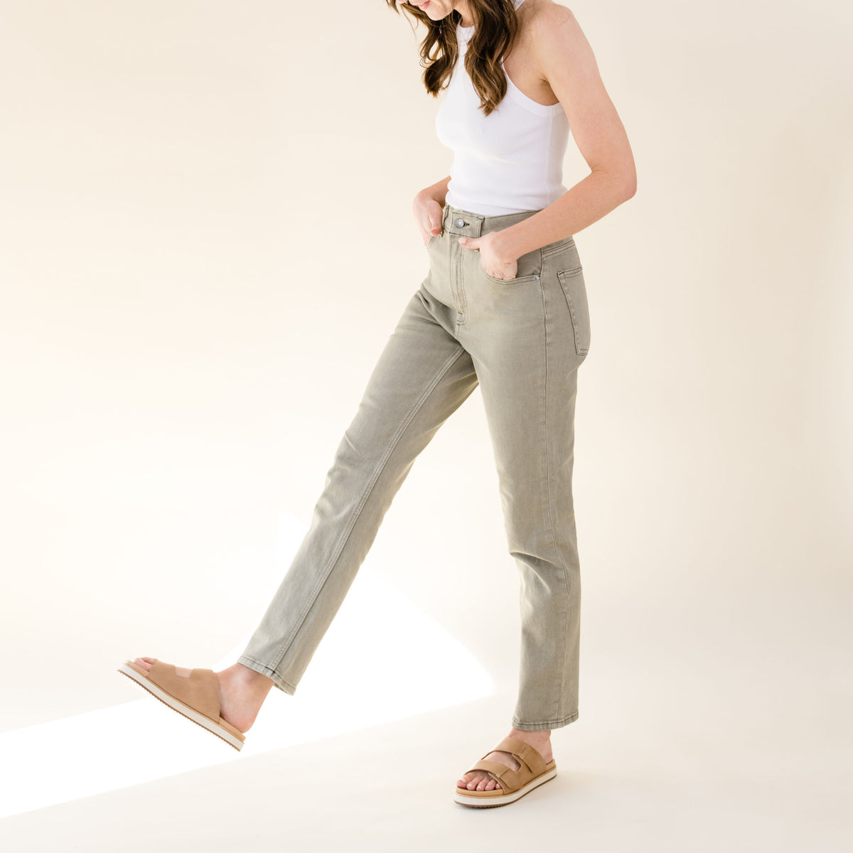 Ella Flatform Slide Almond — Nisolo